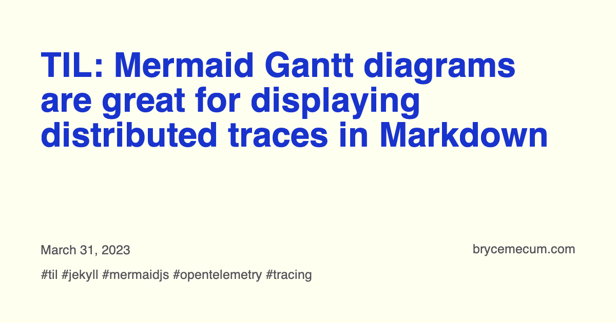 TIL: Mermaid Gantt diagrams are great for displaying distributed traces ...